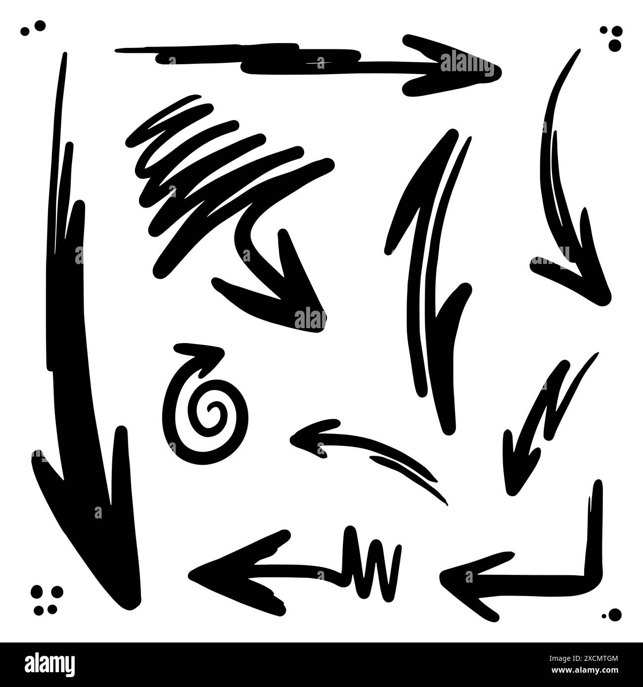 Hand drawn arrow in abstract doodle line style, in vector illustration ...