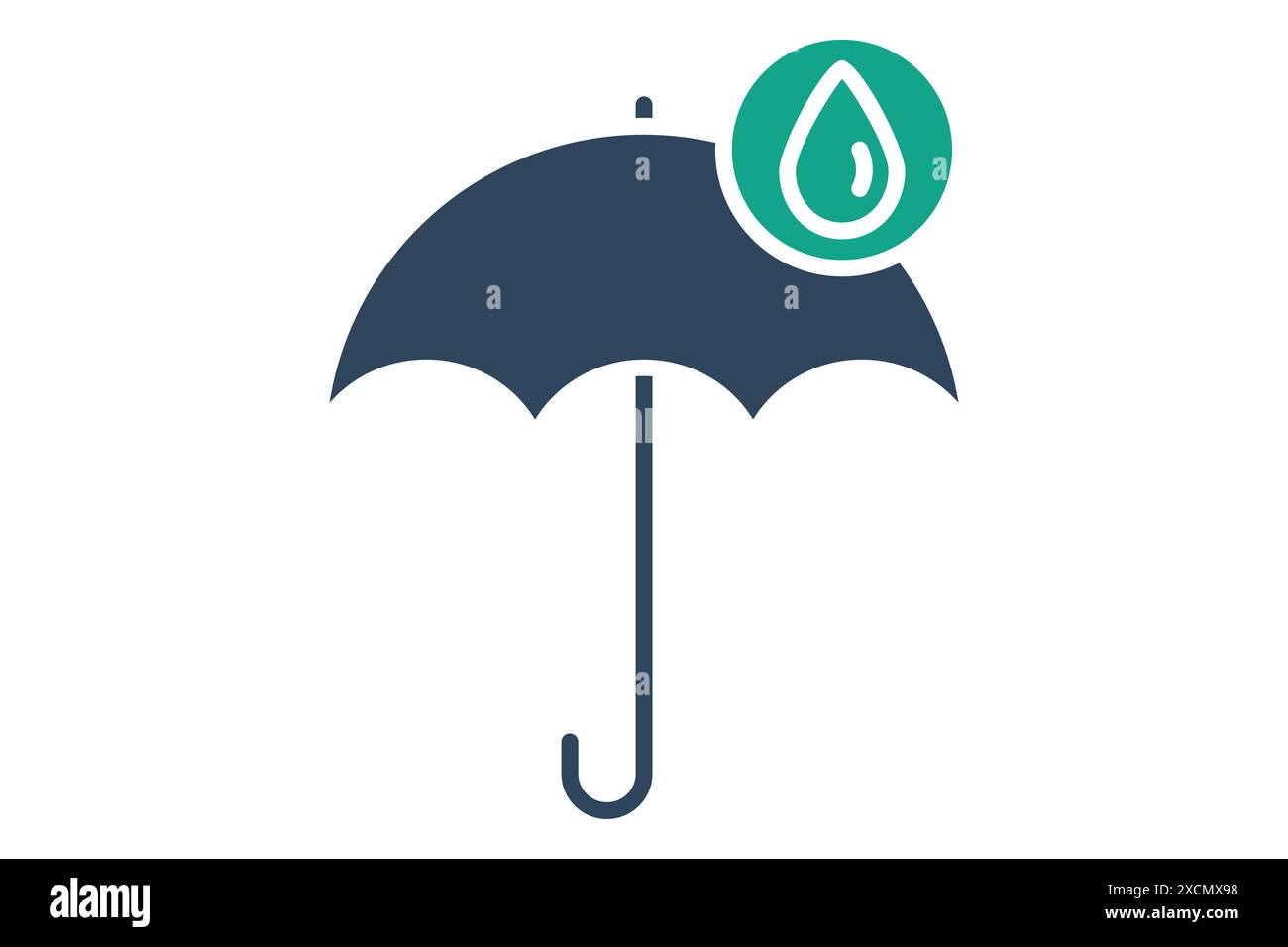 Waterproof icon. umbrella with water drop. icon related to durability ...