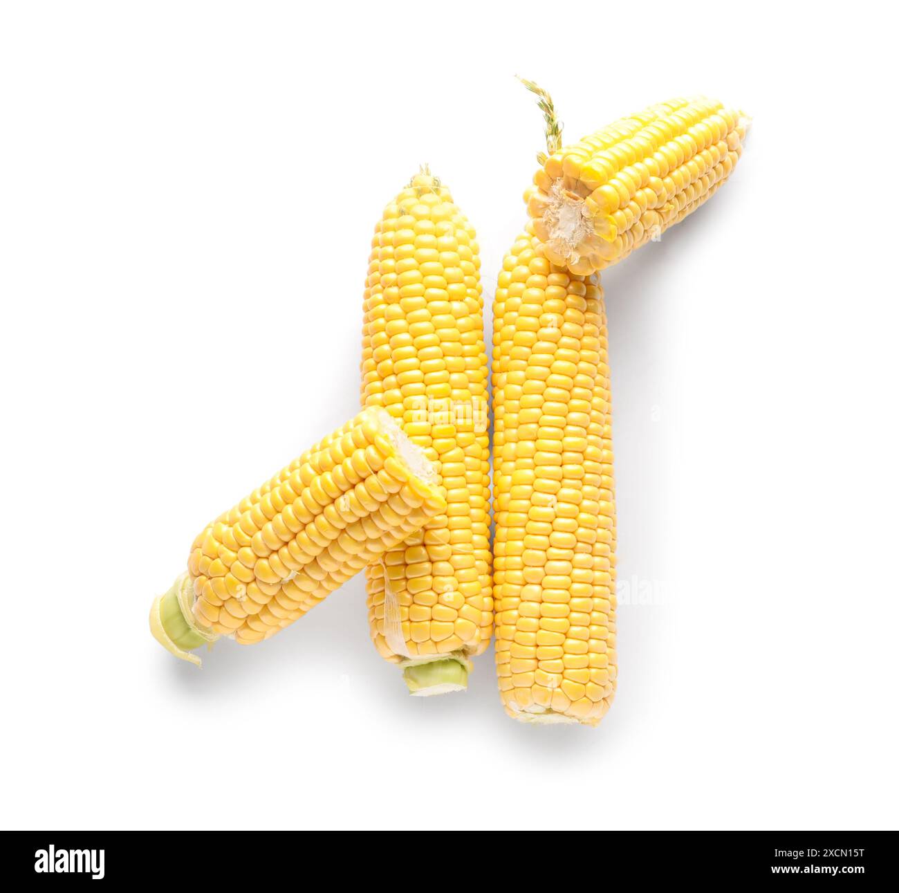 Fresh corn cobs on white background Stock Photo - Alamy