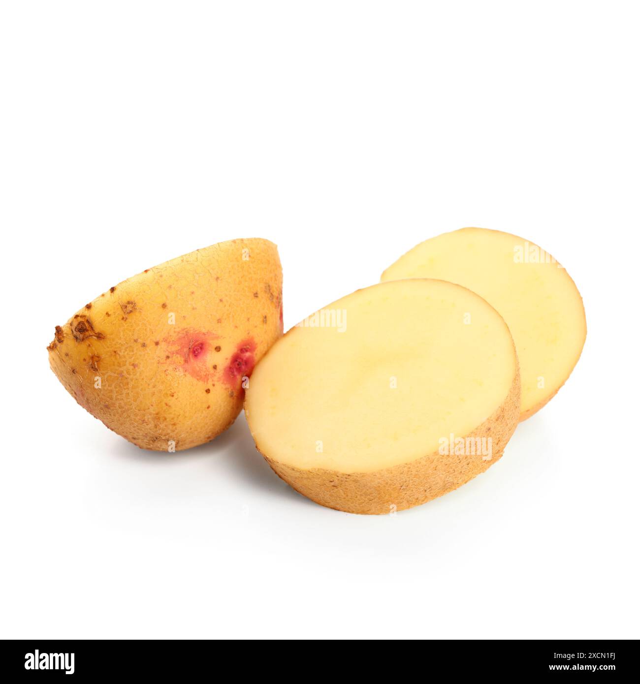 Slices of fresh raw potato on white background Stock Photo - Alamy
