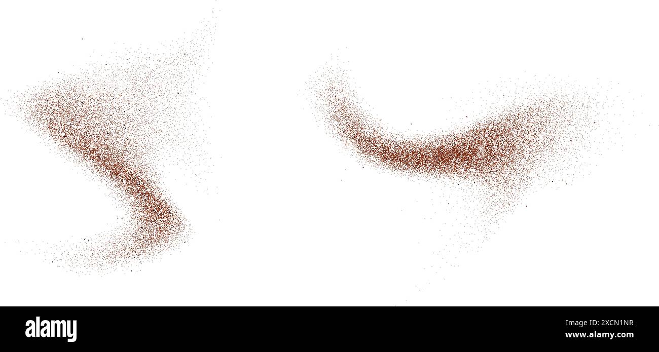 Coffee, cocoa or chocolate powder particles and speckles. Brown dust or ...