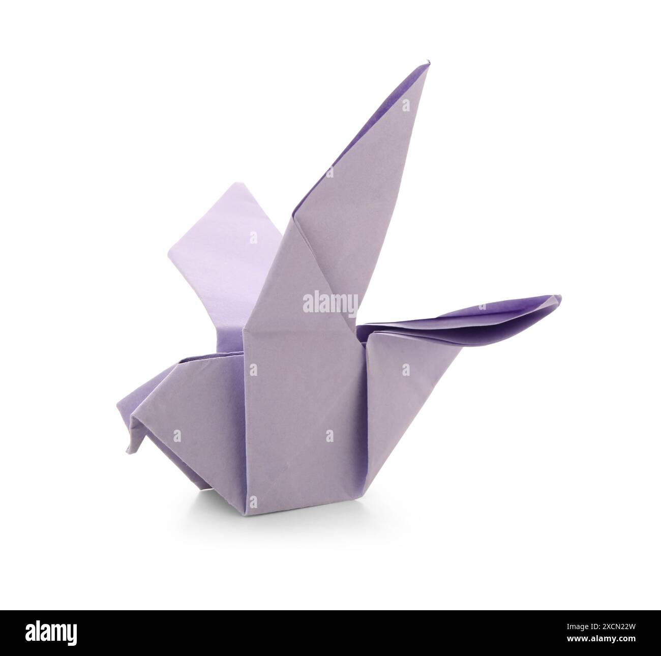 Purple origami bird on white background Stock Photo - Alamy