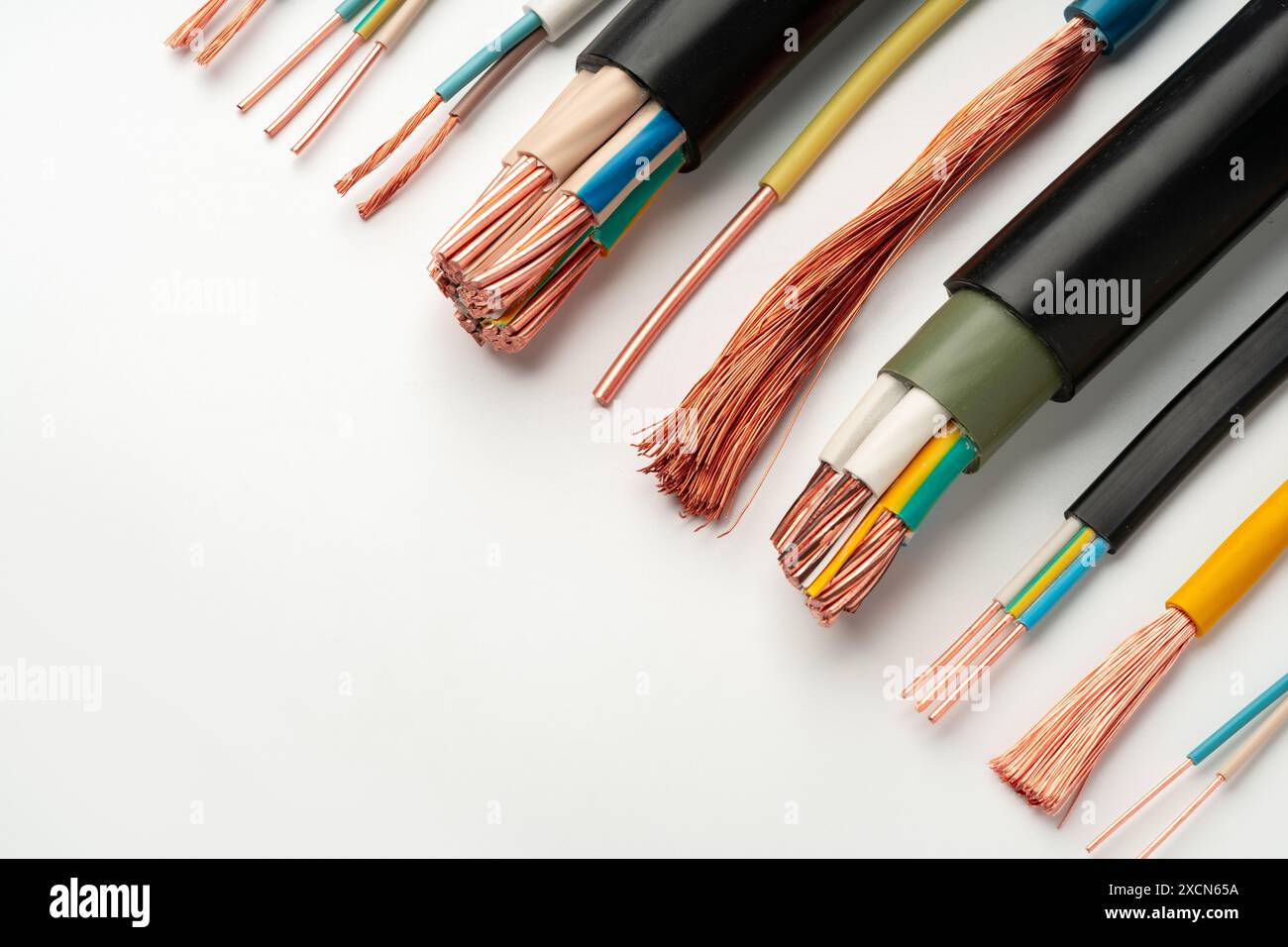 Multi-Colored Electrical Wires With Exposed Copper Strands Stock Photo ...