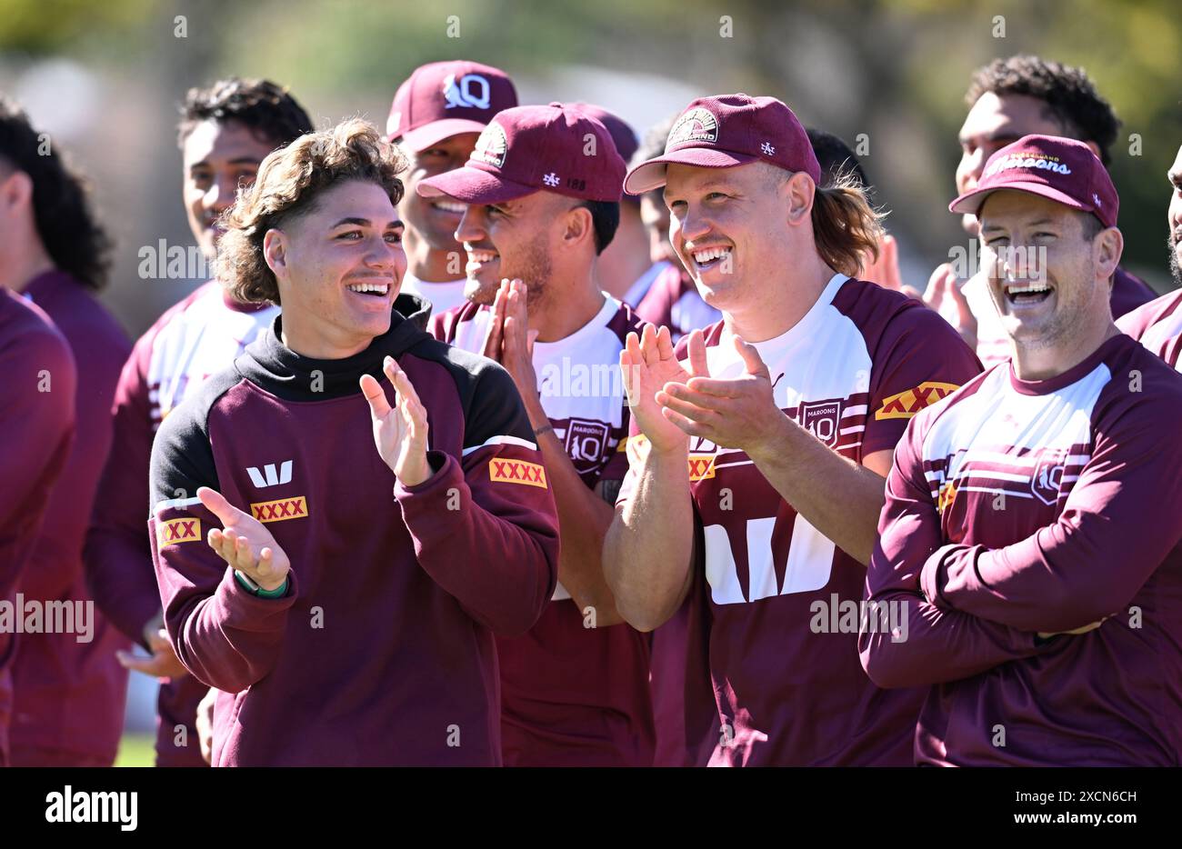 Toowoomba, Australia. 18th June, 2024. Reece Walsh, Reuben Cotter and ...
