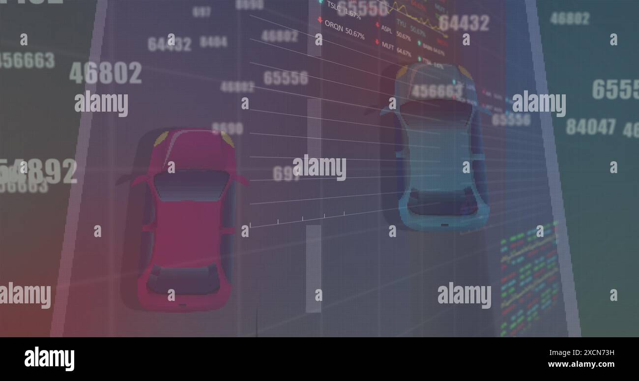 Image of data processing over road and cars Stock Photo - Alamy