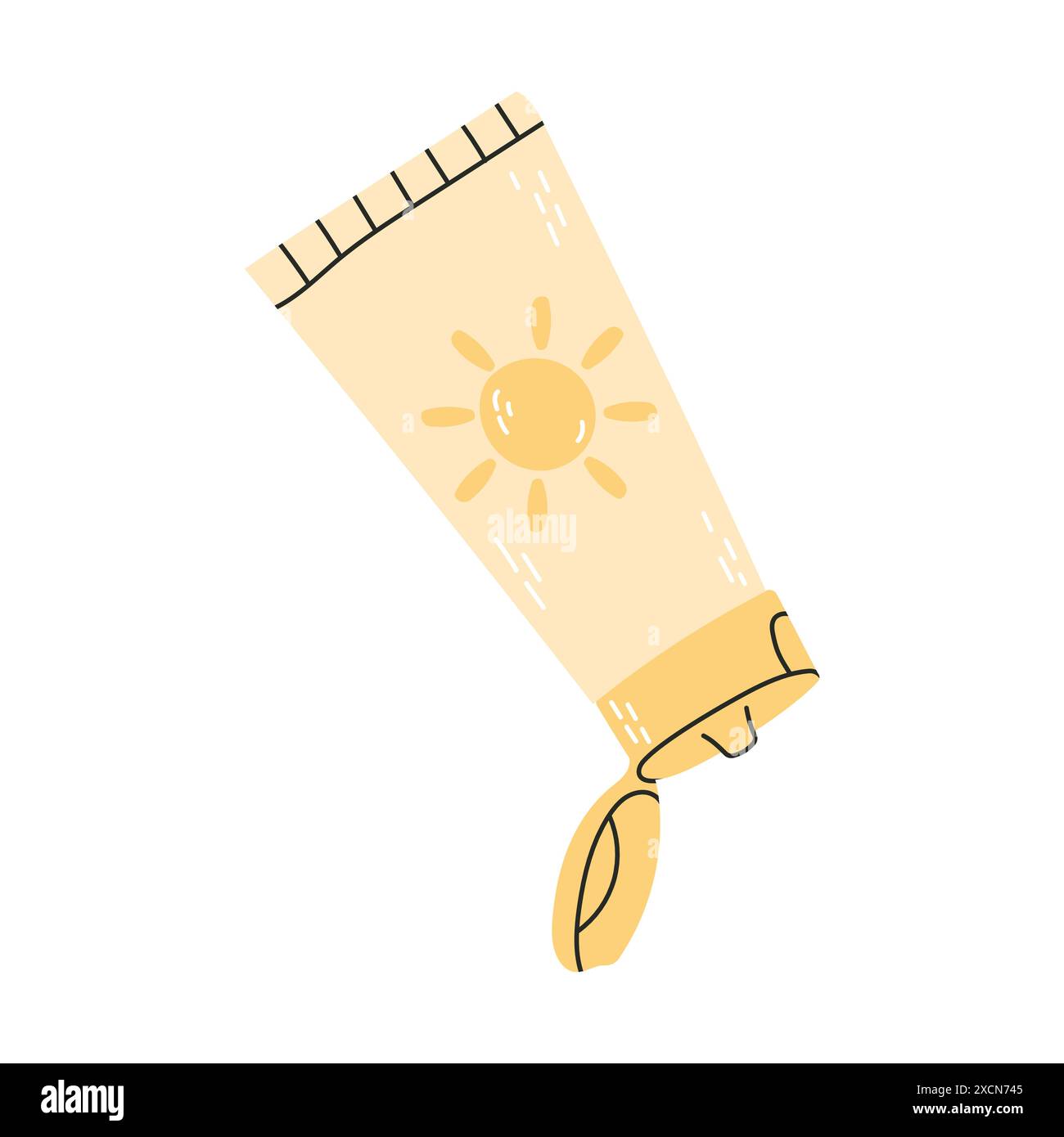 Hand drawn spf cream tube, flat uv protection lotion container Stock ...