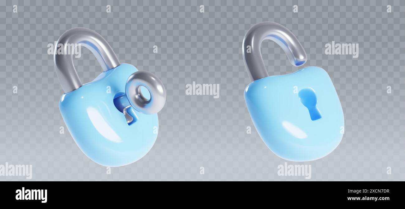 Blue padlocks set isolated on transparent background. Vector realistic ...