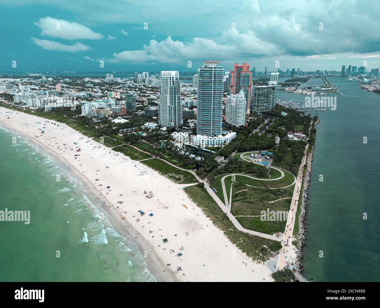 Miami Beach skyline, Florida. Miami Beach city skyline view from aerial ...