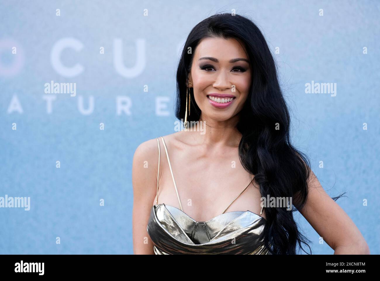 Phuong Kubacki poses at the premiere of the film "The Bikeriders" at the TCL Chinese Theatre ...