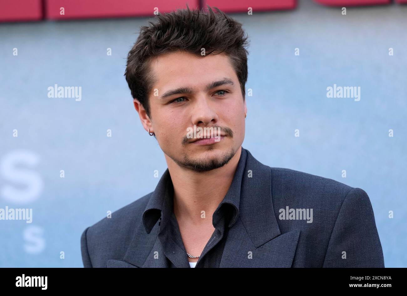 Toby Wallace poses at the premiere of the film "The Bikeriders" at the TCL Chinese Theatre ...