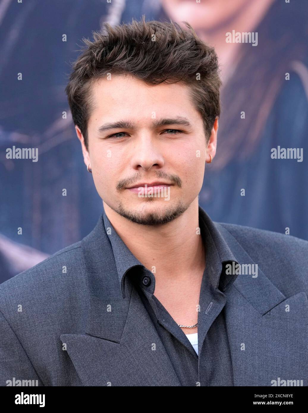 Toby Wallace poses at the premiere of the film "The Bikeriders" at the TCL Chinese Theatre ...