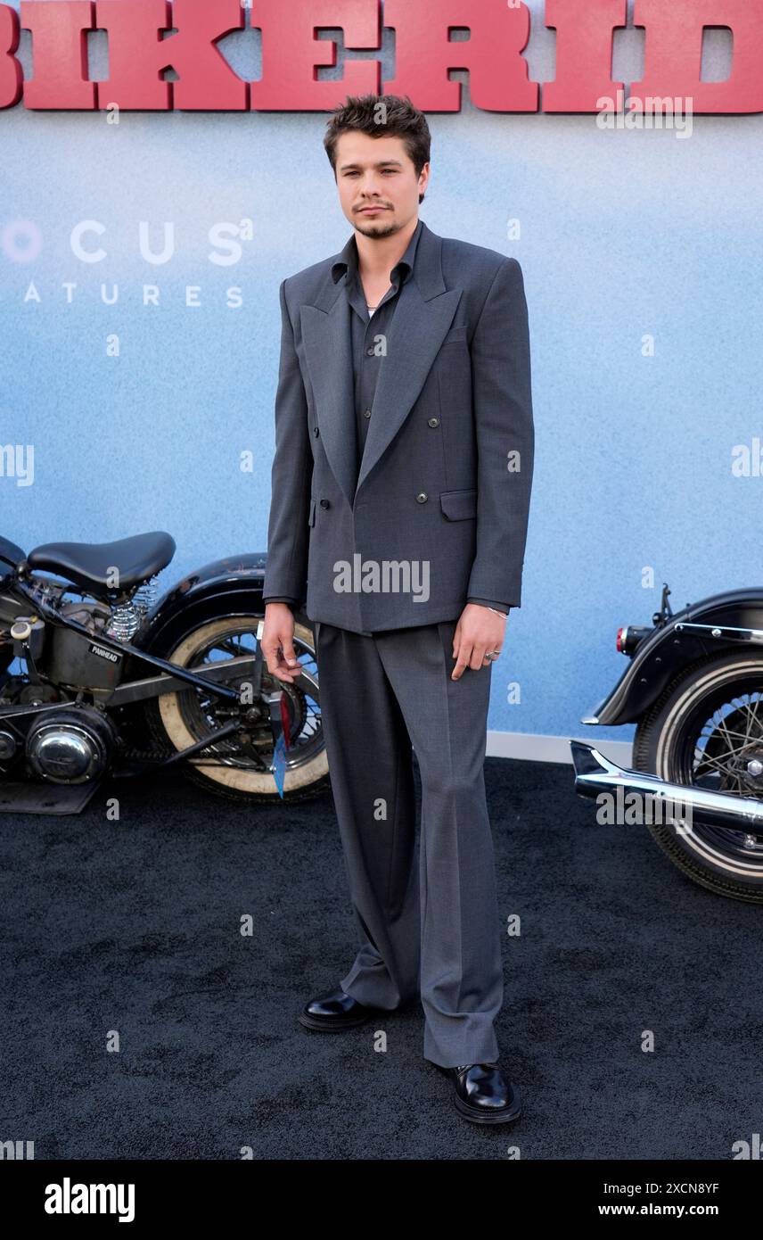 Toby Wallace poses at the premiere of the film "The Bikeriders" at the TCL Chinese Theatre ...