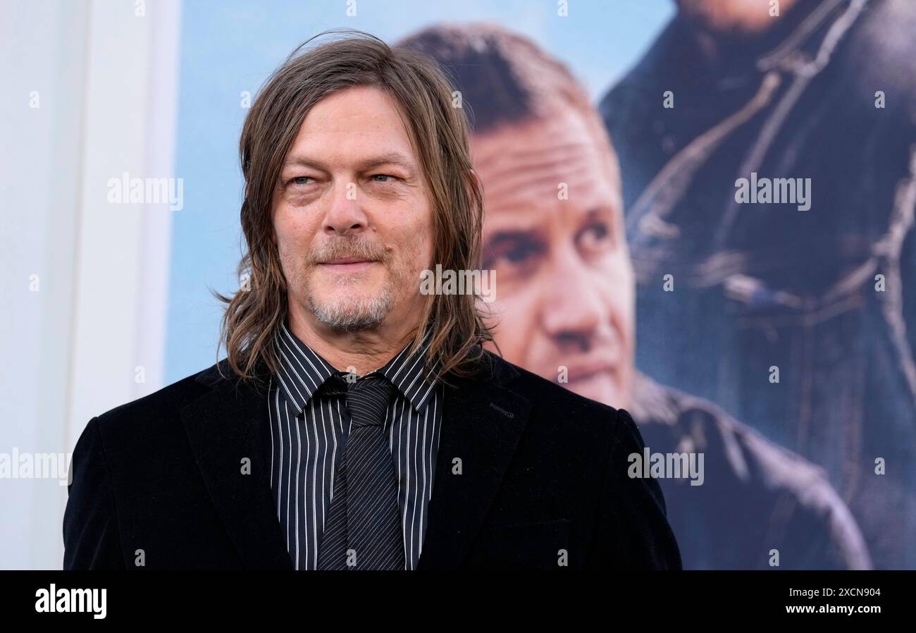 Norman Reedus poses at the premiere of the film "The Bikeriders" at the ...