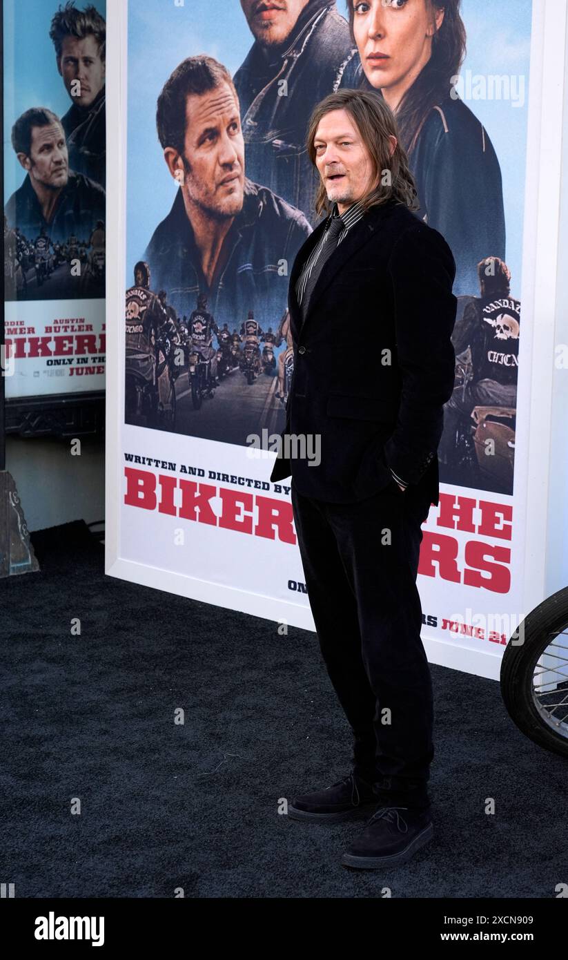 Norman Reedus poses at the premiere of the film "The Bikeriders" at the ...