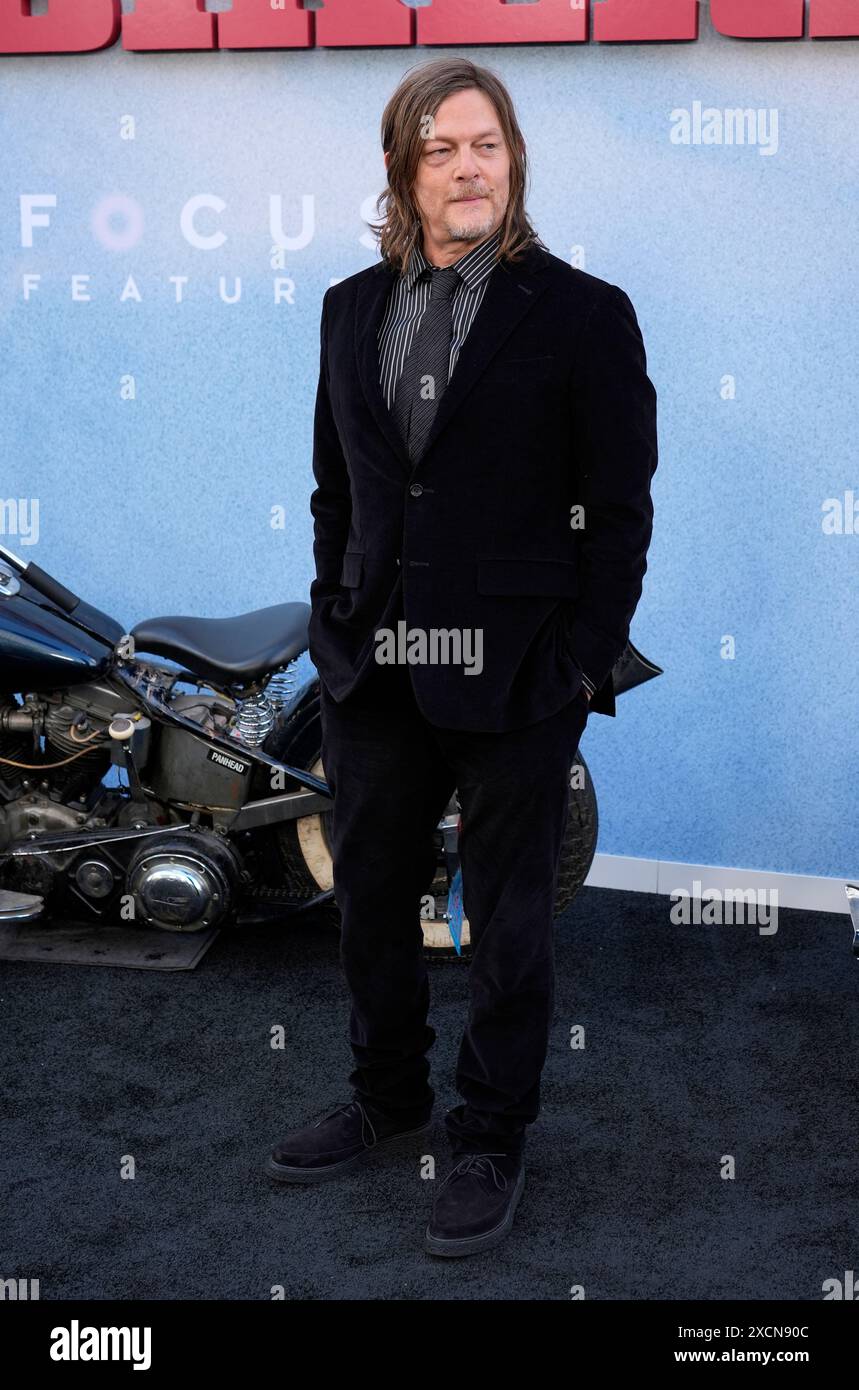Norman Reedus poses at the premiere of the film "The Bikeriders" at the ...