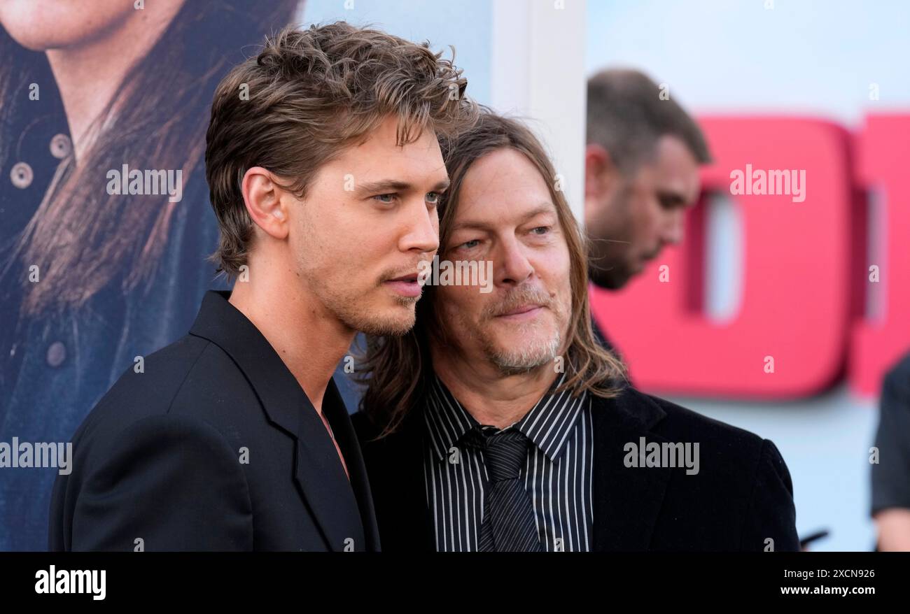Austin Butler, left, and Norman Reedus pose together at the premiere of ...