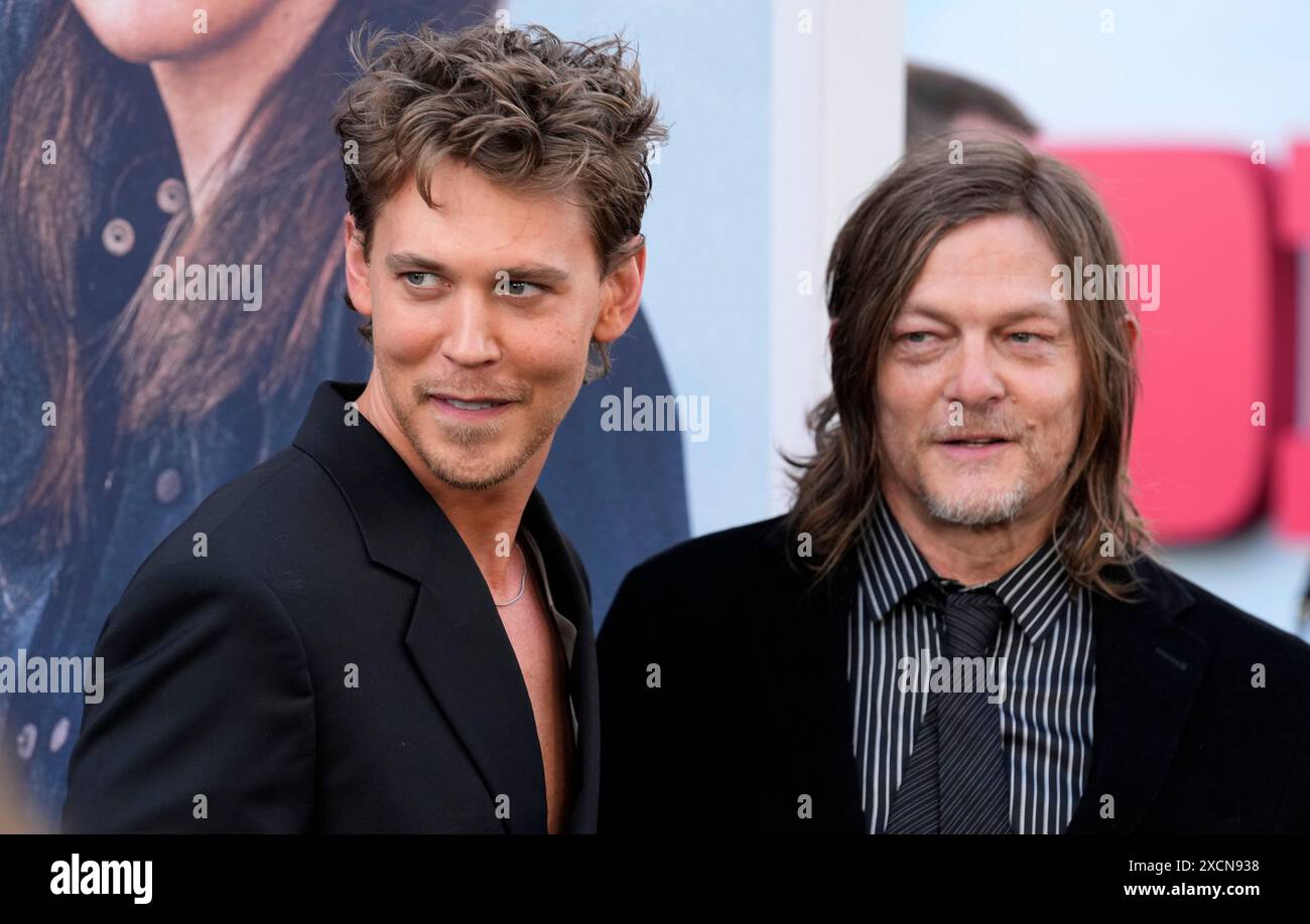 Austin Butler, left, and Norman Reedus pose together at the premiere of ...