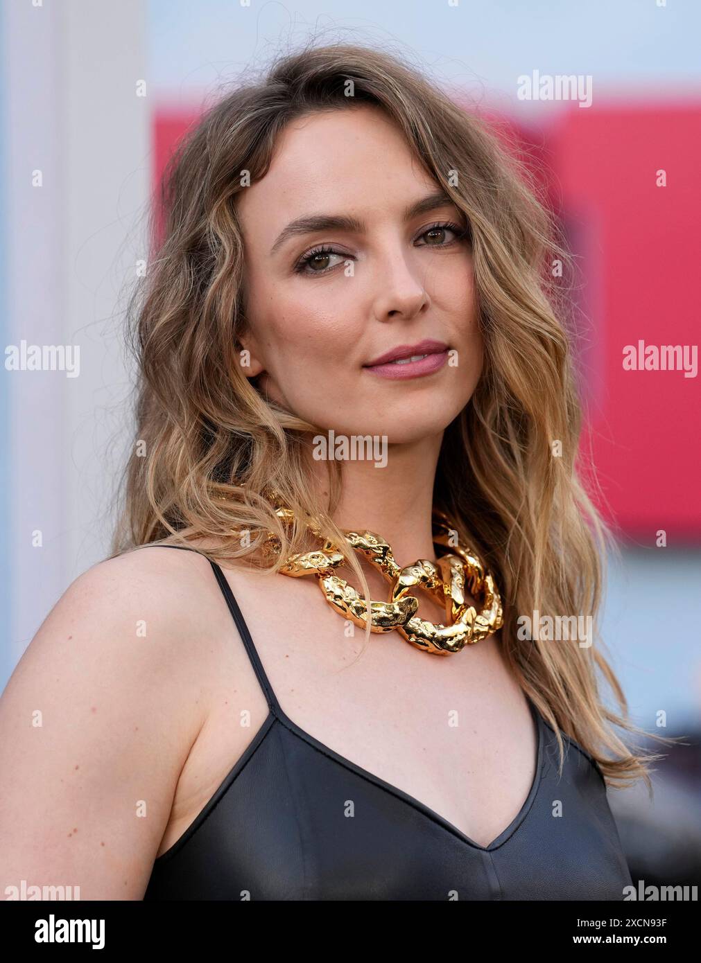 Jodie Comer poses at the premiere of the film "The Bikeriders" at the TCL Chinese Theatre ...