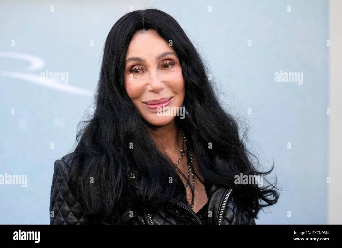 Cher poses at the premiere of the film "The Bikeriders" at the TCL ...