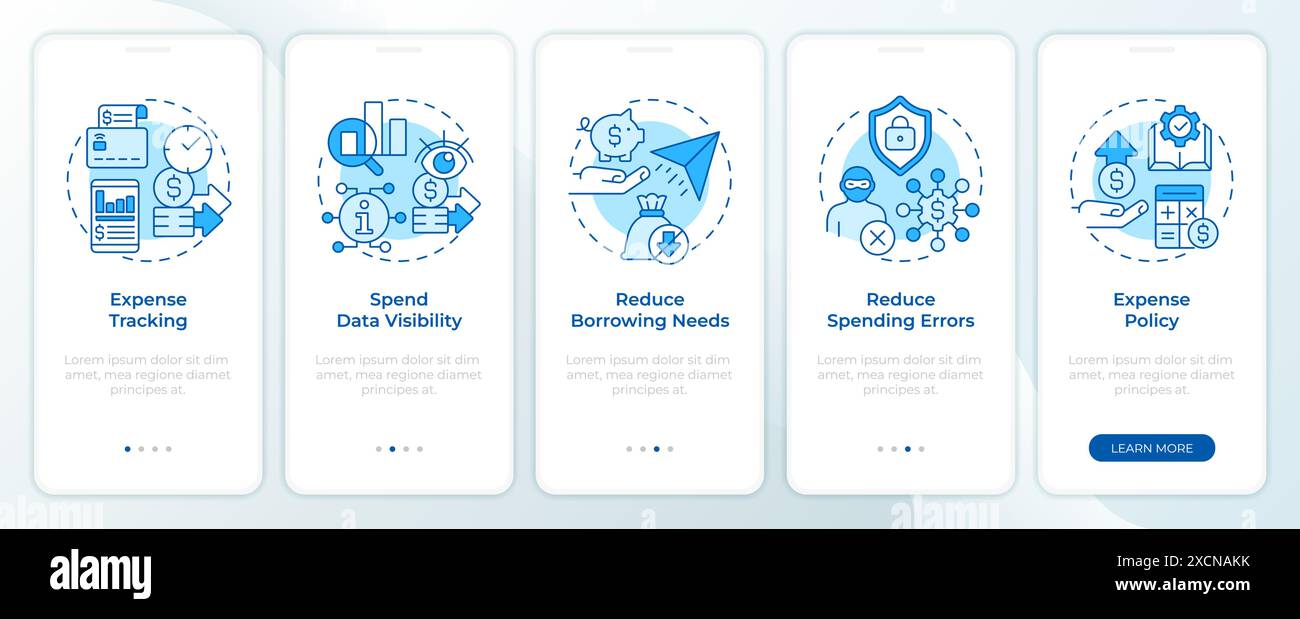 Spend organization benefits blue onboarding mobile app screen Stock Vector Image & Art - Alamy