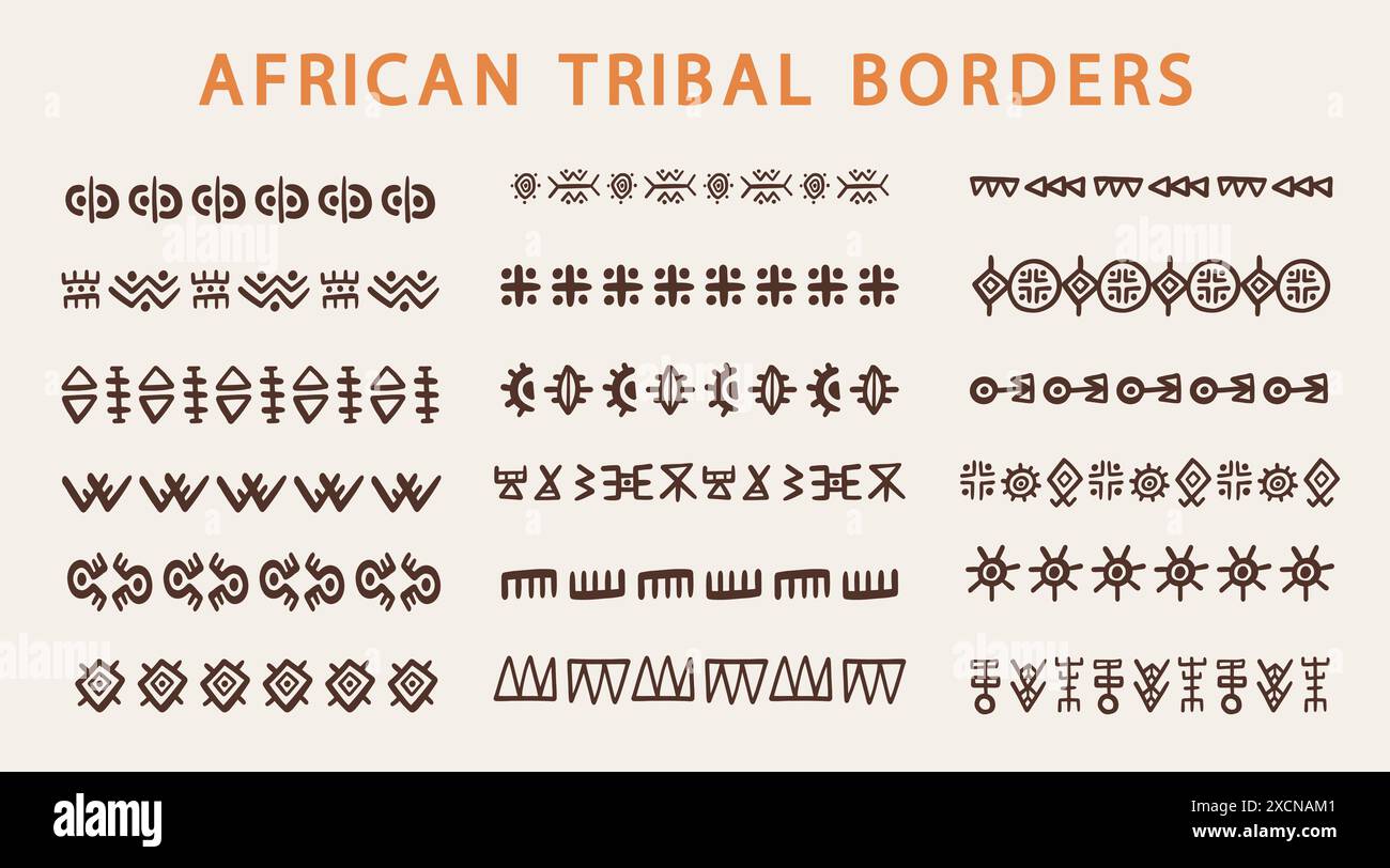Abstract African tribal borders geometric strokes Stock Vector Image ...