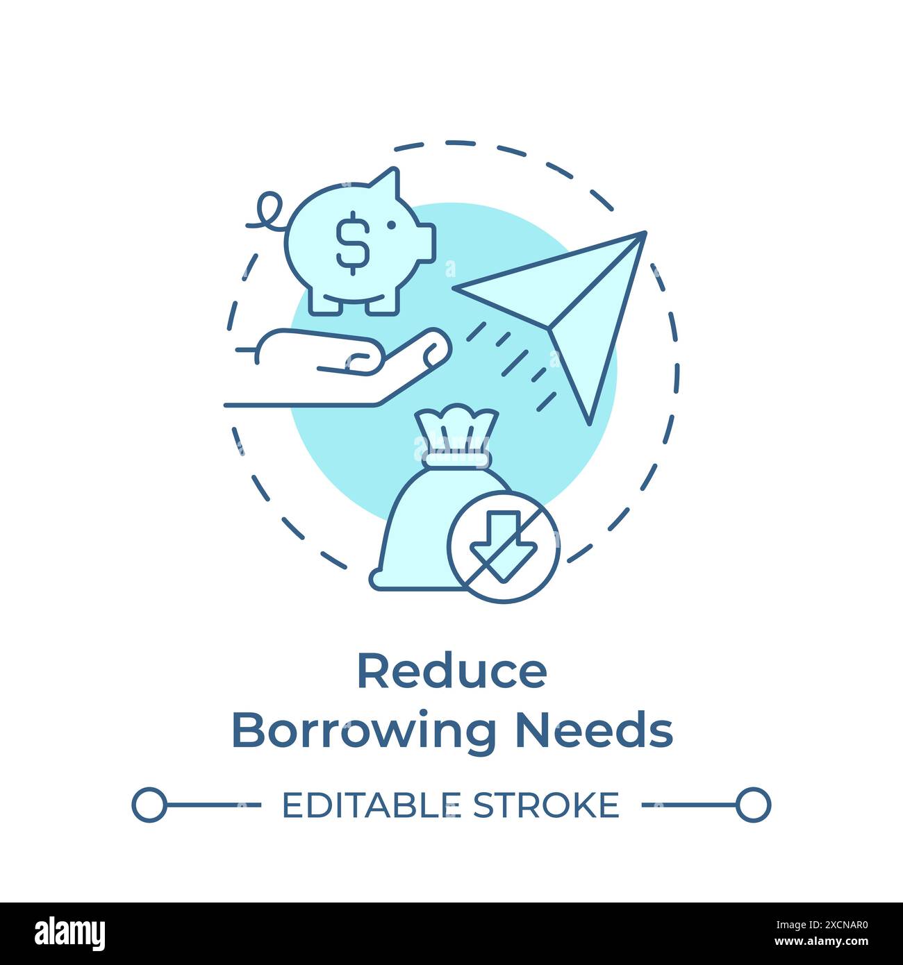 Reduce borrowing needs soft blue concept icon Stock Vector Image & Art ...