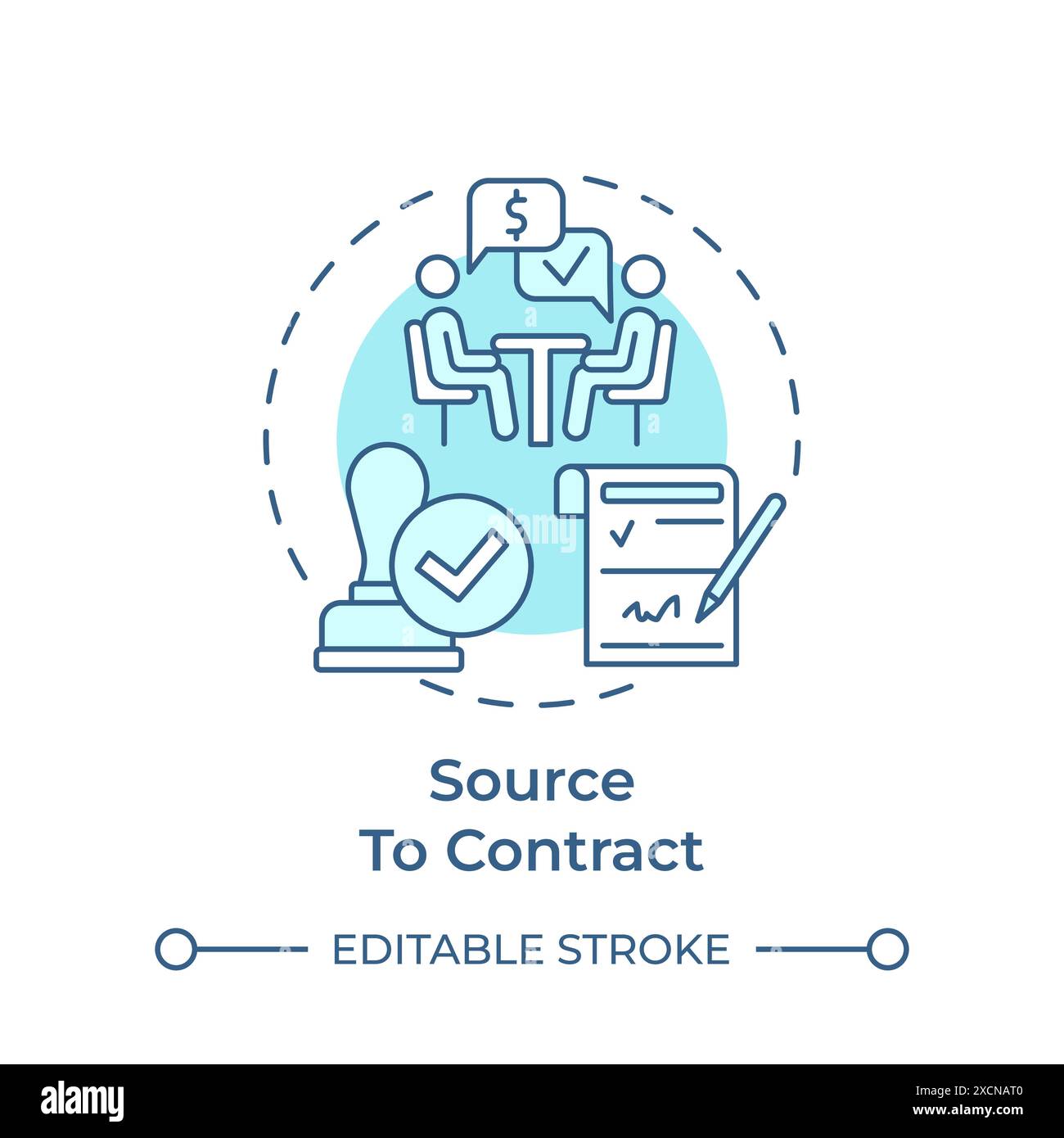 Source to contract soft blue concept icon Stock Vector Image & Art - Alamy