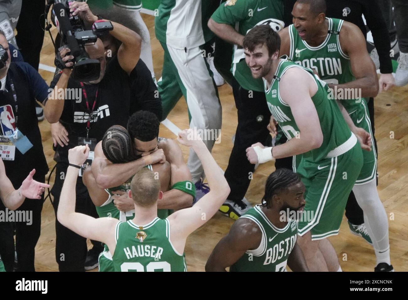 Boston, USA. 17th June, 2024. Players of Boston Celtics celebrate after ...