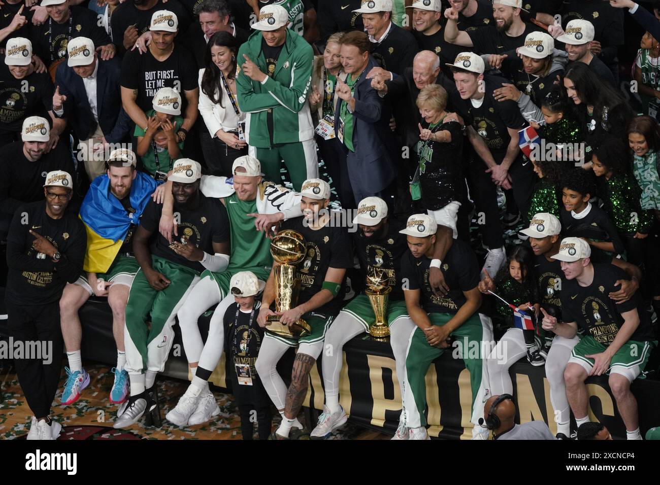 Boston, USA. 17th June, 2024. Members of Boston Celtics pose for photos ...