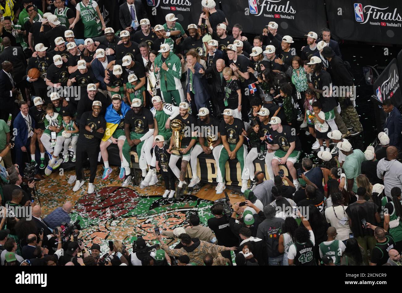 Boston, USA. 17th June, 2024. Members of Boston Celtics pose for photos ...