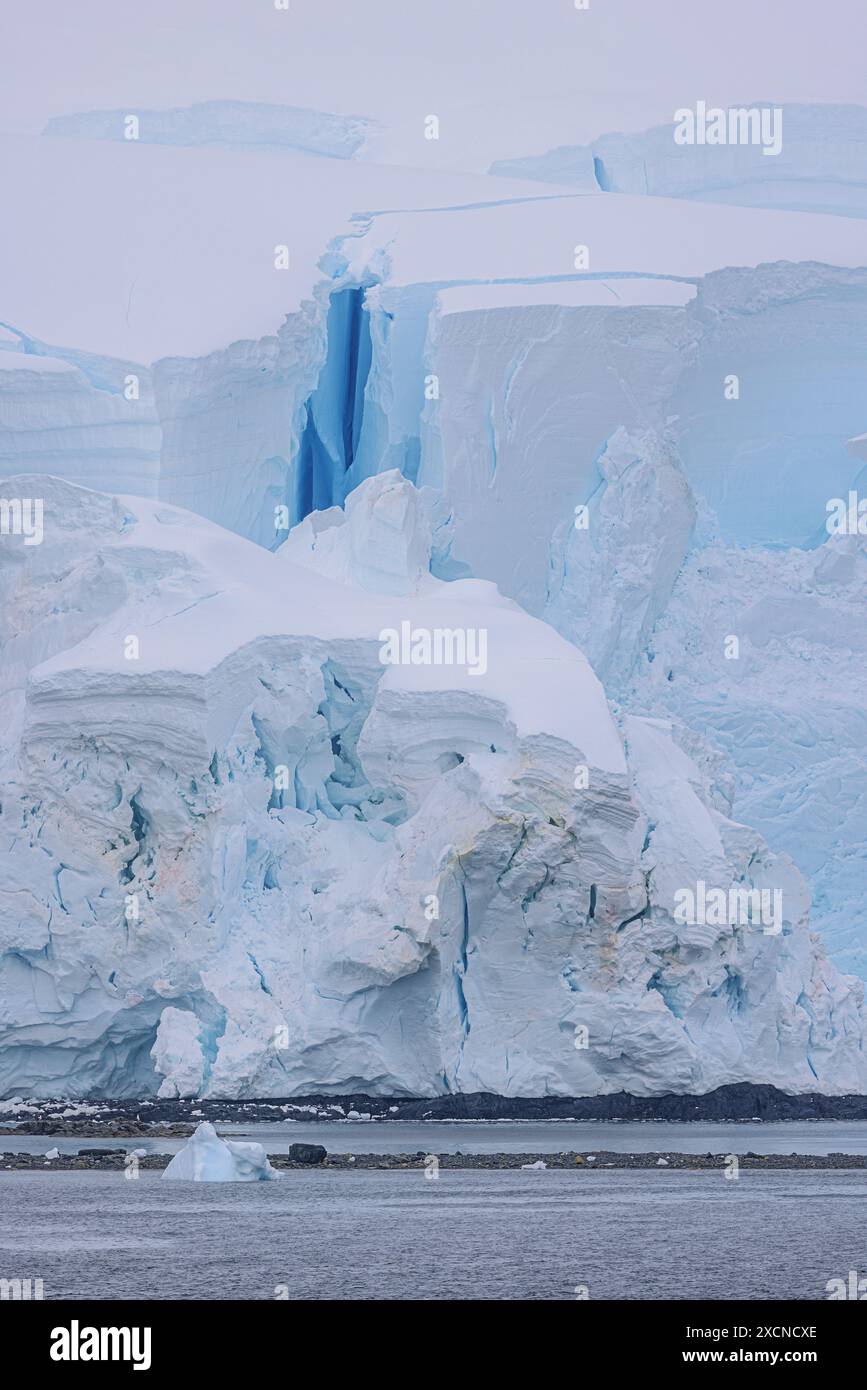 Huge mountain of ice ready to fall into the sea in Paradise Bay, from ...