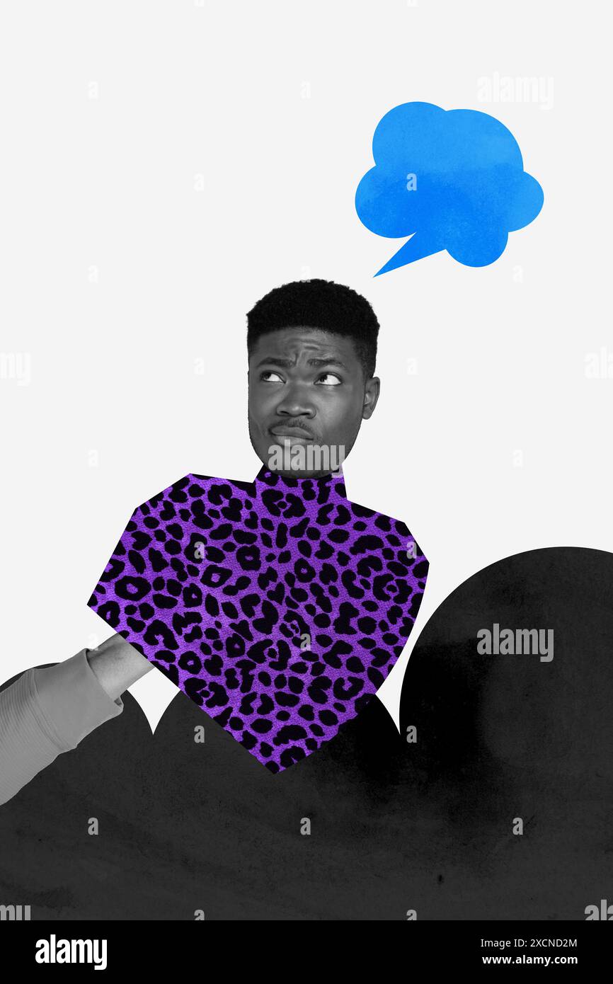 Composite trend artwork sketch image photo collage of young confused ...