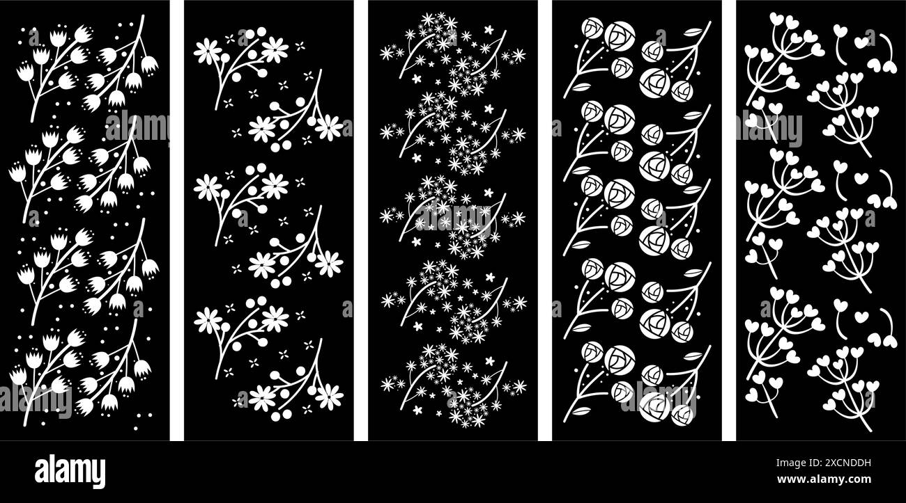 Decorative wall panels set, pattern with abstract flowers Stock Vector ...