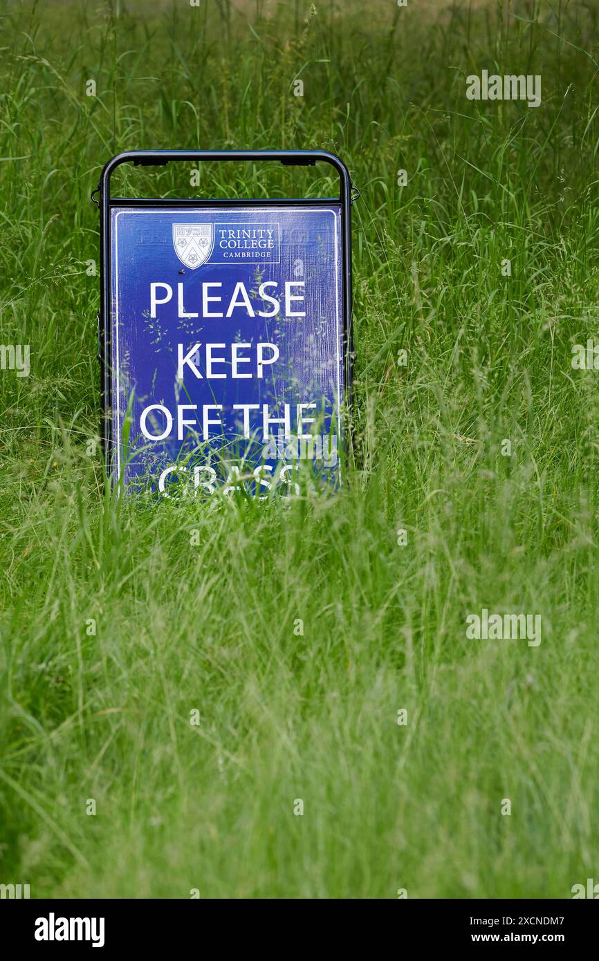 'Please keep off the grass' sign on the Newton lawn, Trinity College ...