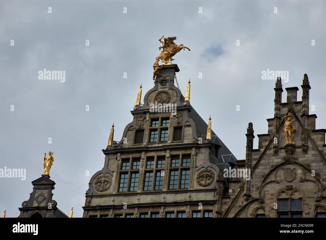 Facades of medieval guild houses on Grote Markt square in the old town ...