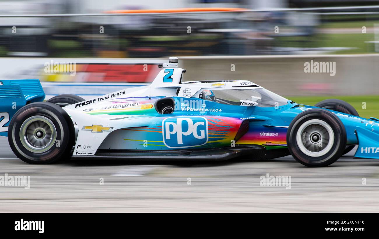 June 09, 2024: IndyCar #2 Josef Newgarden drives his Team Penske PPG ...