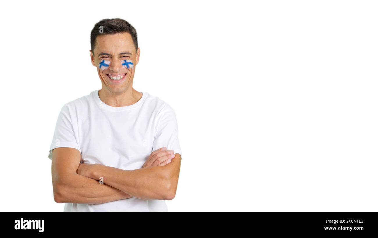 Finnish flag face paint hi-res stock photography and images - Alamy