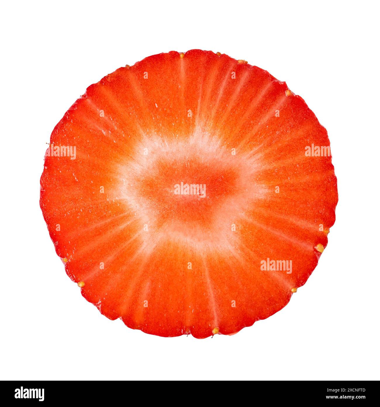 Cut strawberry round slice isolated on white background with clipping ...