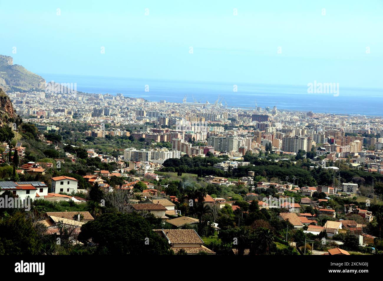 Panoramic view of Palermo from the balcony of the Cathedral of Monreale ...