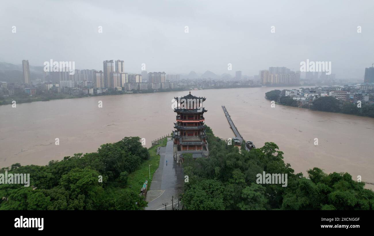 RONGAN, CHINA - JUNE 18, 2024 - Floodwaters pass through the Rongan ...