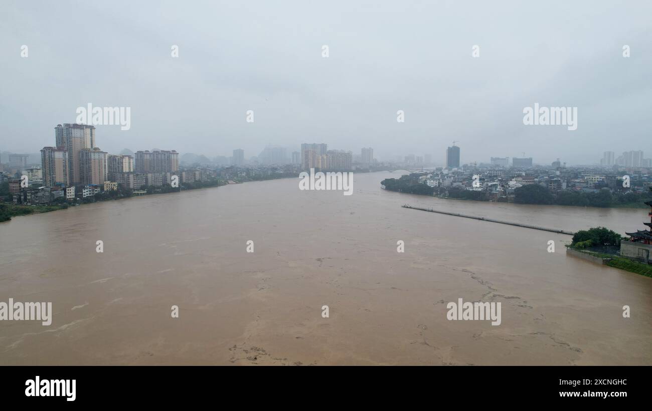 RONGAN, CHINA - JUNE 18, 2024 - Floodwaters pass through the Rongan ...