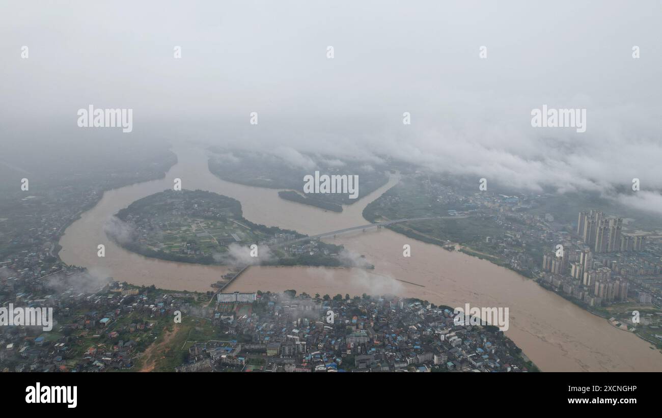 RONGAN, CHINA - JUNE 18, 2024 - Floodwaters pass through the Rongan ...
