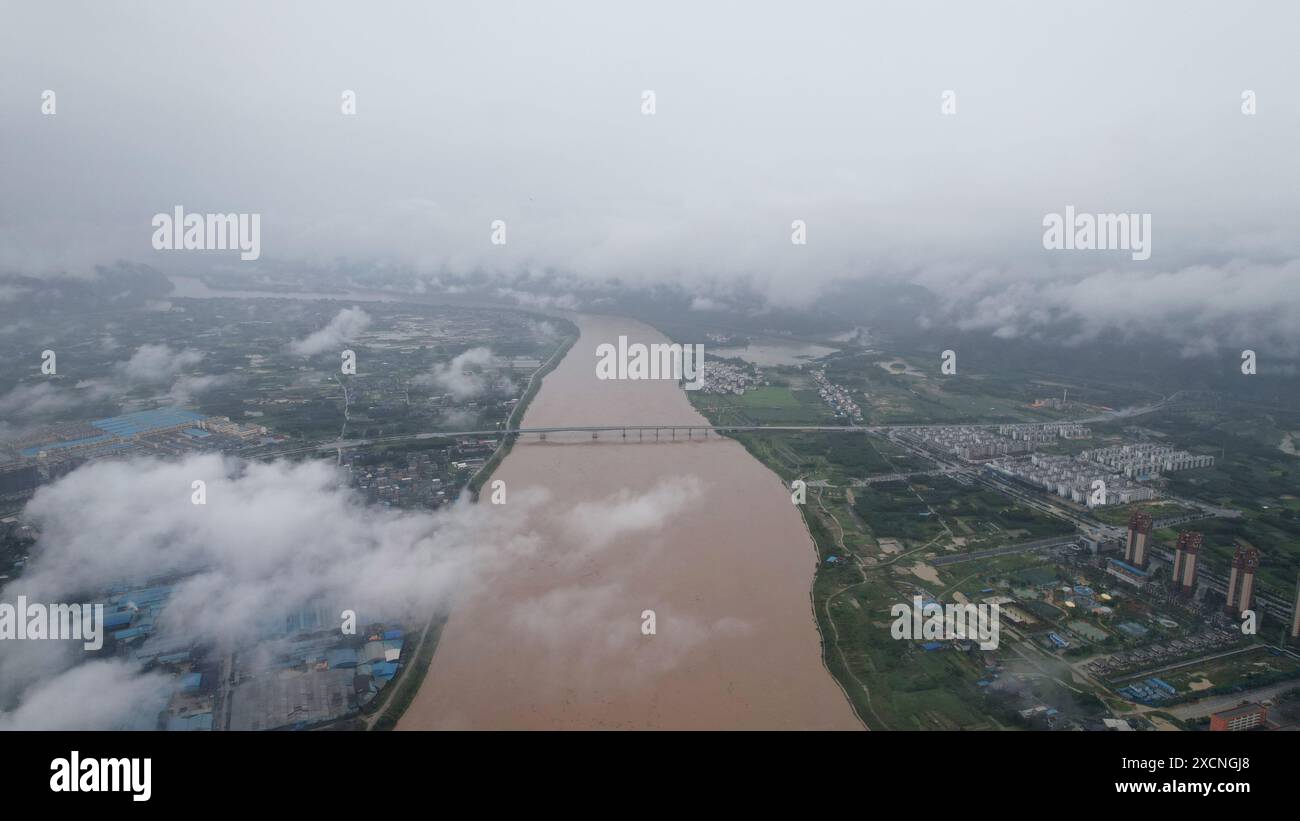 RONGAN, CHINA - JUNE 18, 2024 - Floodwaters pass through the Rongan ...