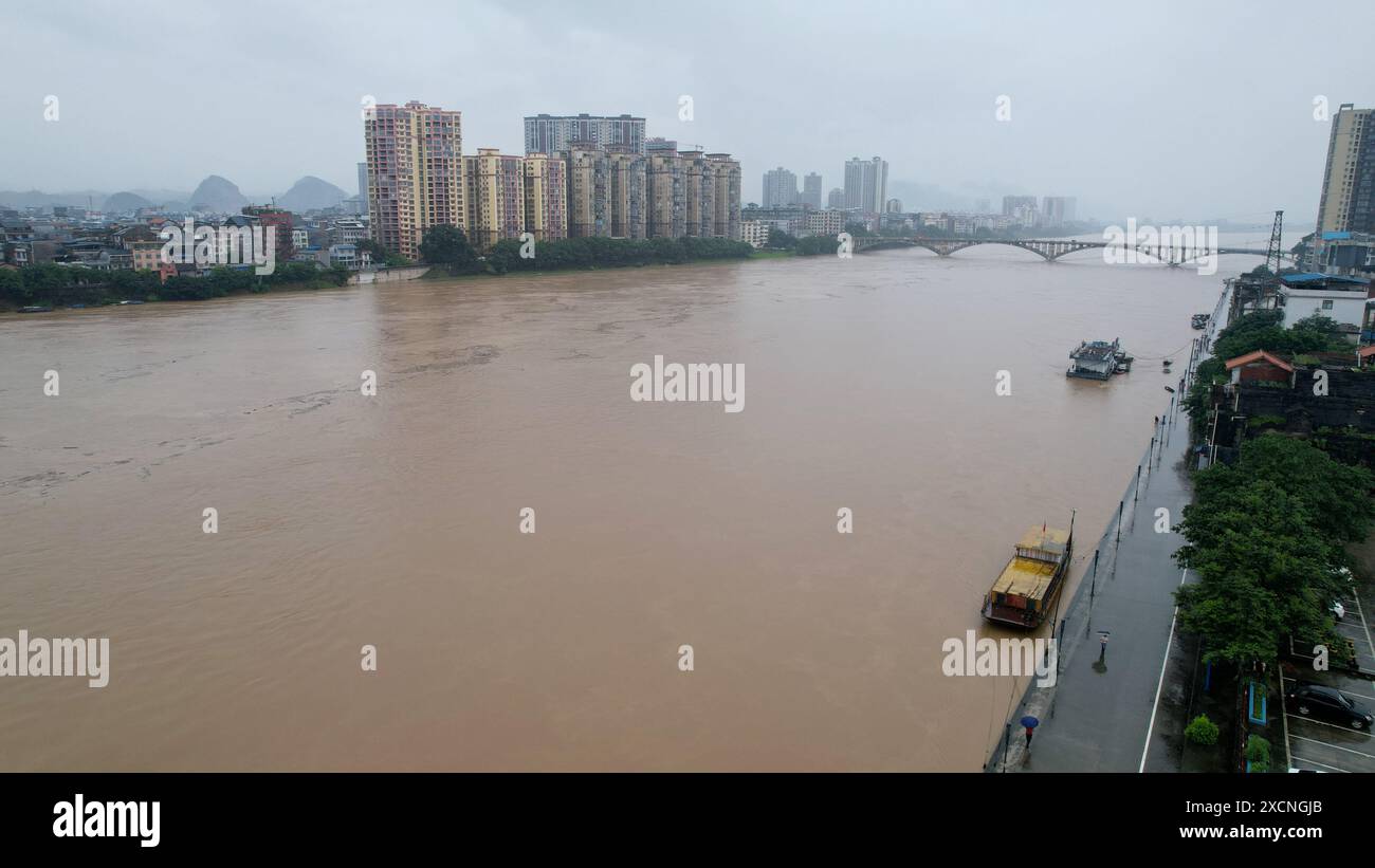 RONGAN, CHINA - JUNE 18, 2024 - Floodwaters pass through the Rongan ...