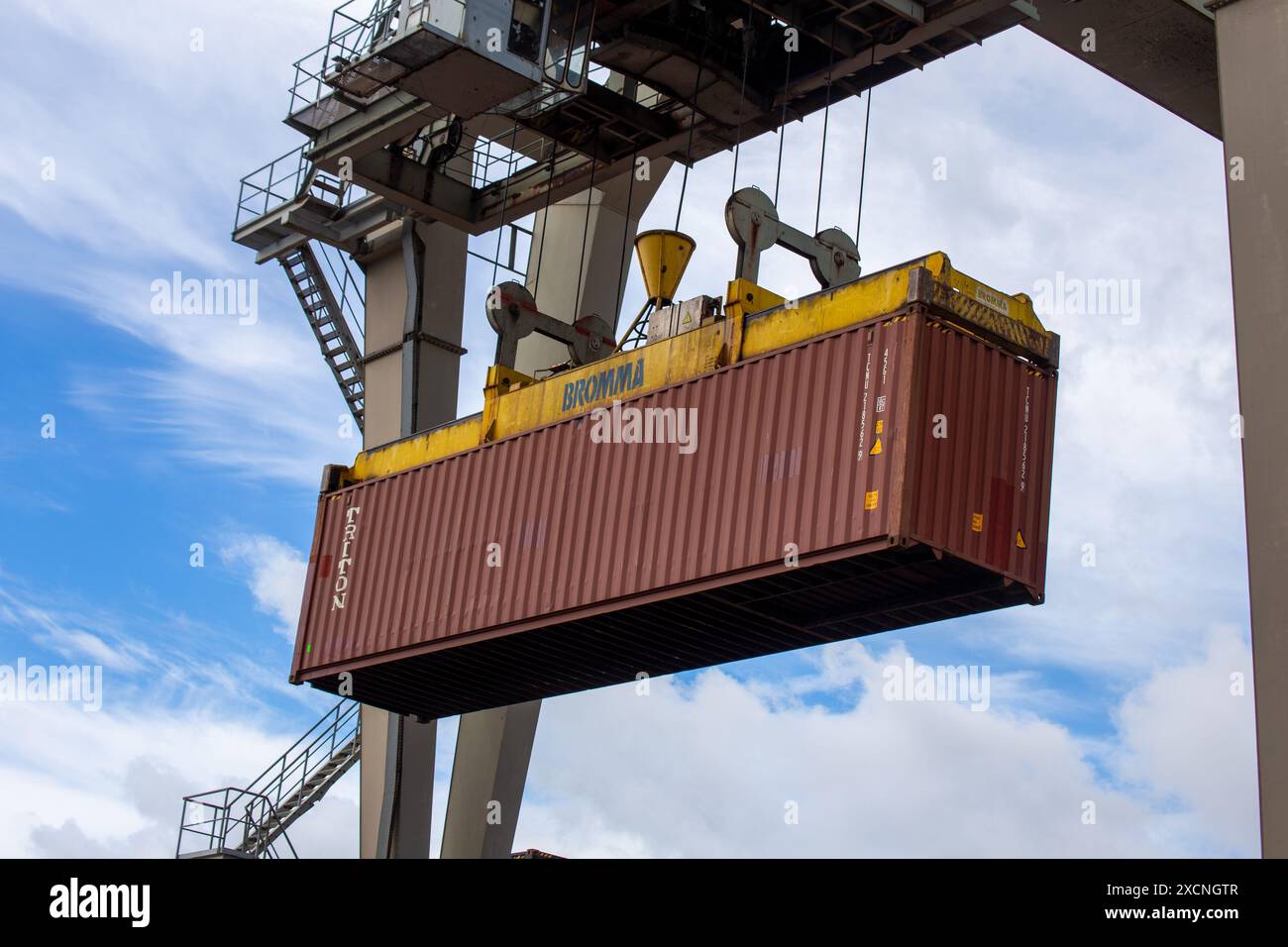 Container handling at the Port of Mannheim, Germany. The port of ...