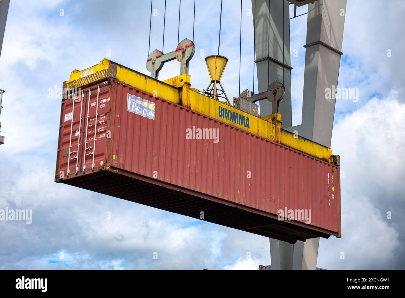 Container handling at the Port of Mannheim, Germany. The port of ...