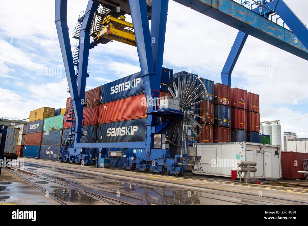 The port of Mannheim, Baden-Württemberg. It is one of the most ...