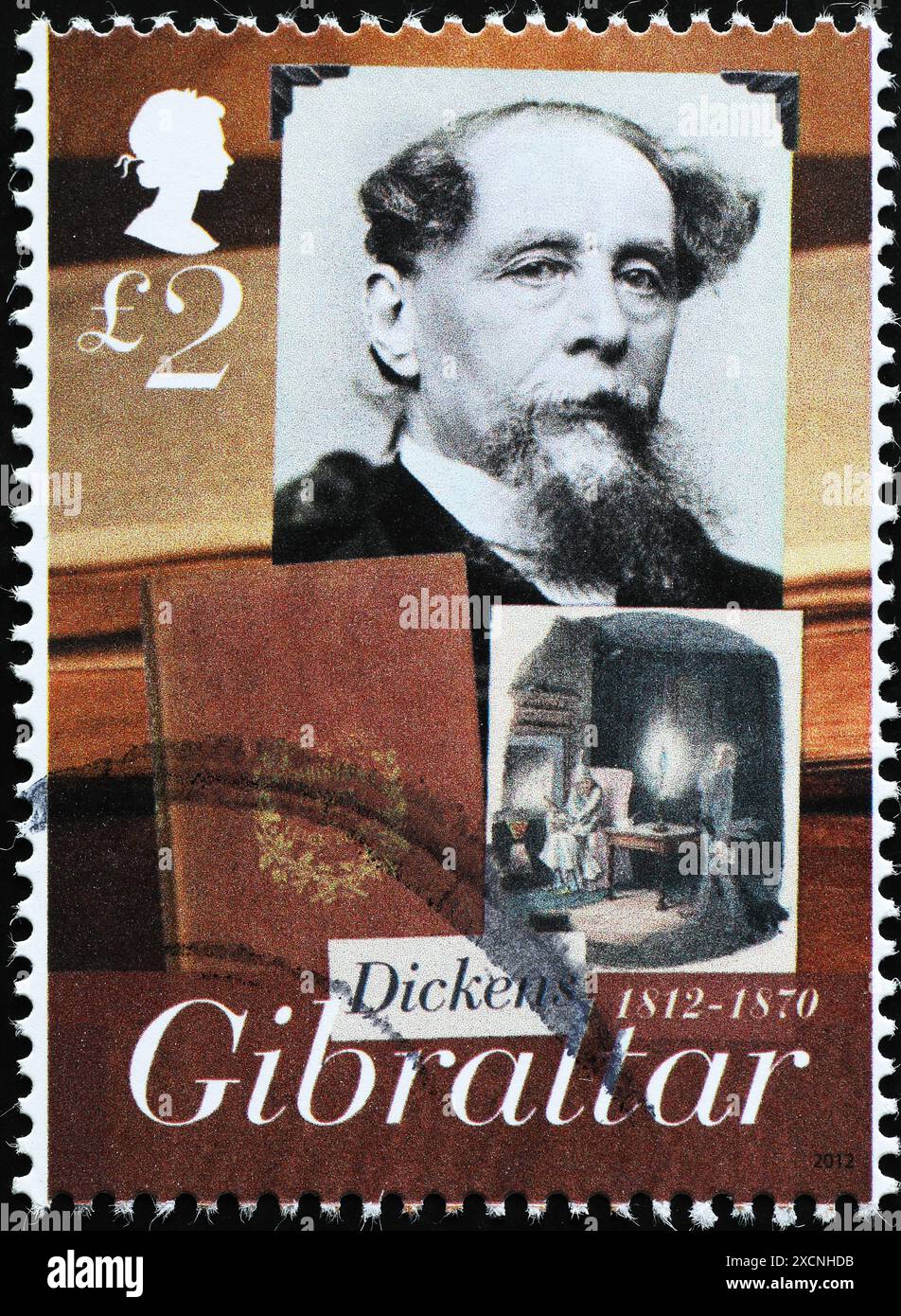 Charles Dickens portrait on postage stamp Stock Photo - Alamy