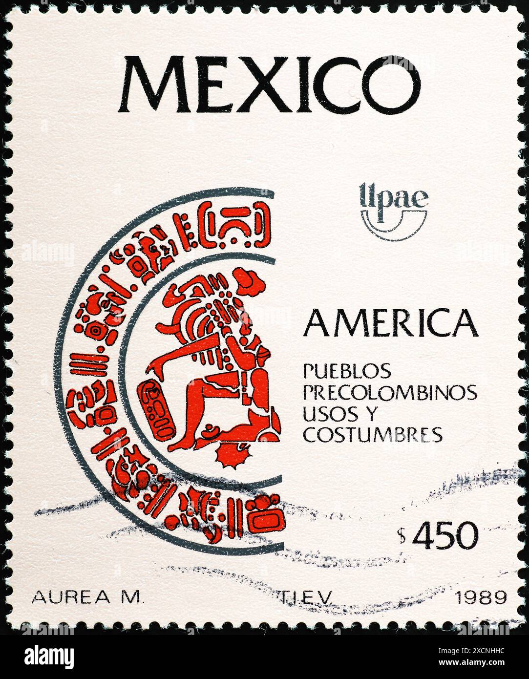 Habits and customs of pre-Columbian peoples on mexican postage stamp ...