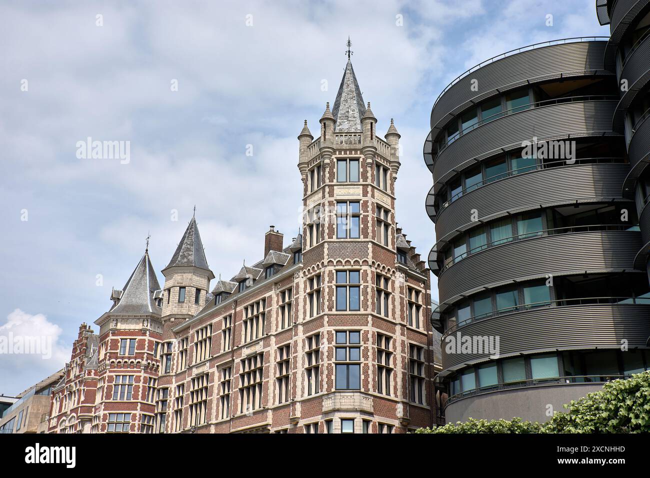 Old Guild buildings next to modern architecture in Antwerp, Belgium ...